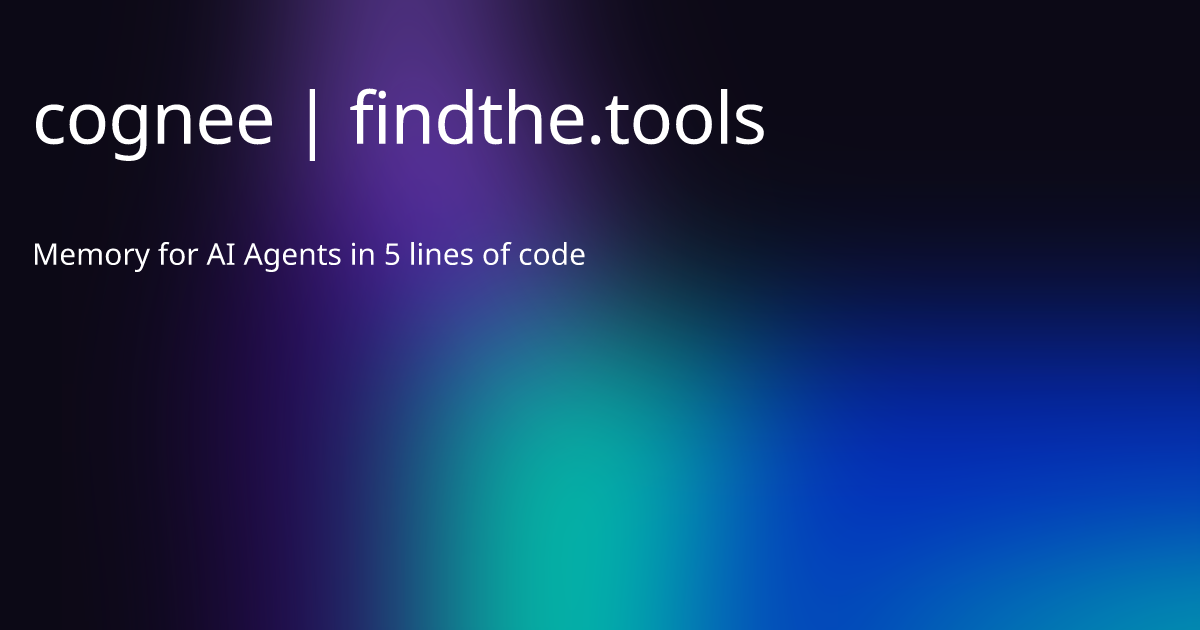 cognee - Find the best tools for your job | findthe.tools